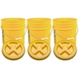 Yellow 5 Gallon Plastic Buckets and Gamma Seal Lids Food Grade Combo 3 ...