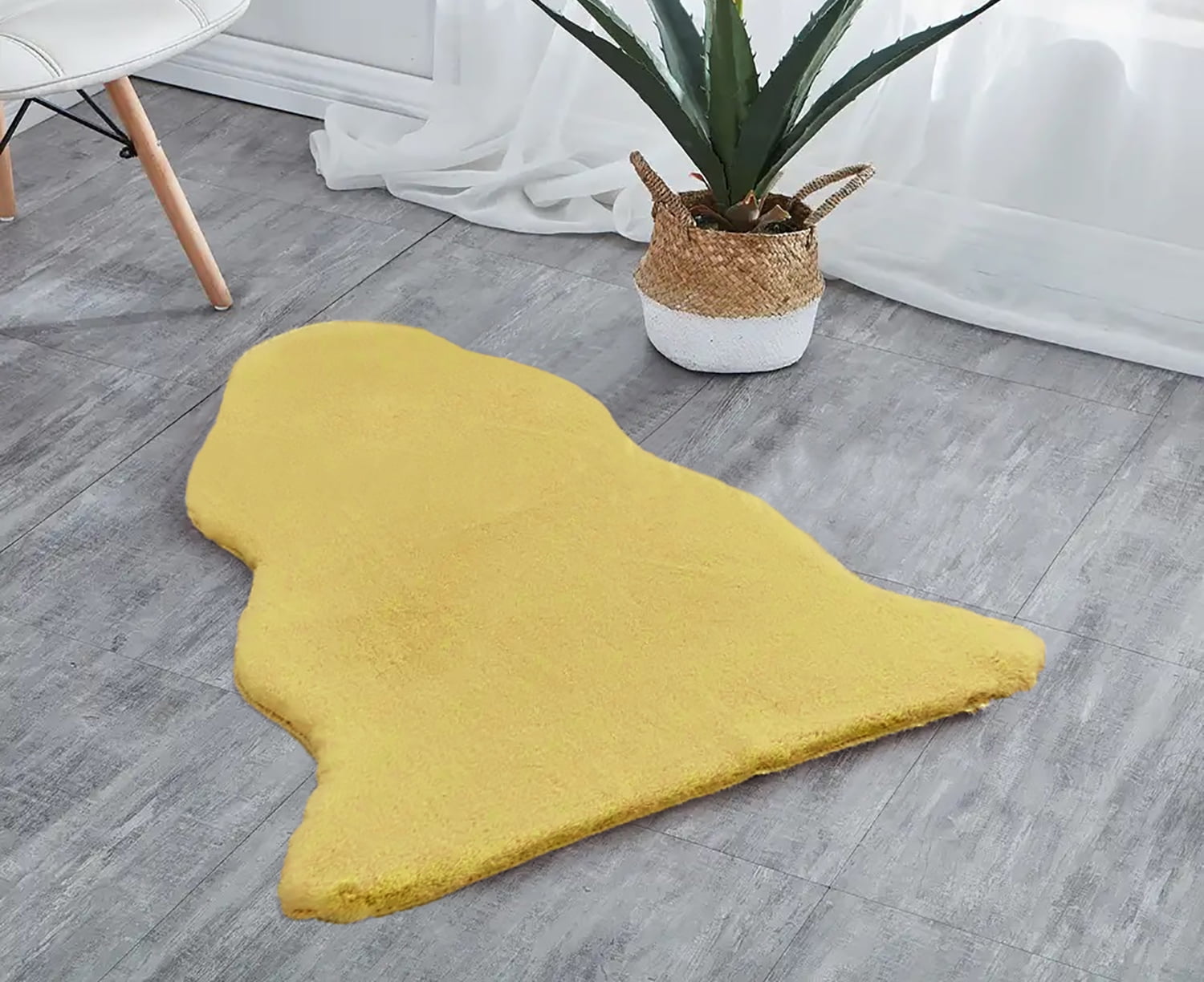 Yellow 5x8 Feet Faux Rabbit Fur Fuzzy Soft Fluffy Plush Cozy Shaggy ...