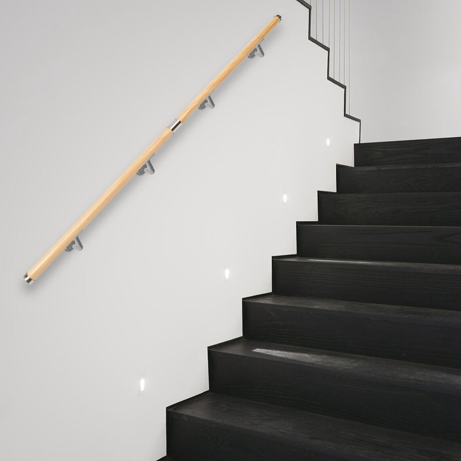 Yellow 6.6 FT Wall Mount Staircase Handrail PVC Railing with 4Pcs Rail ...