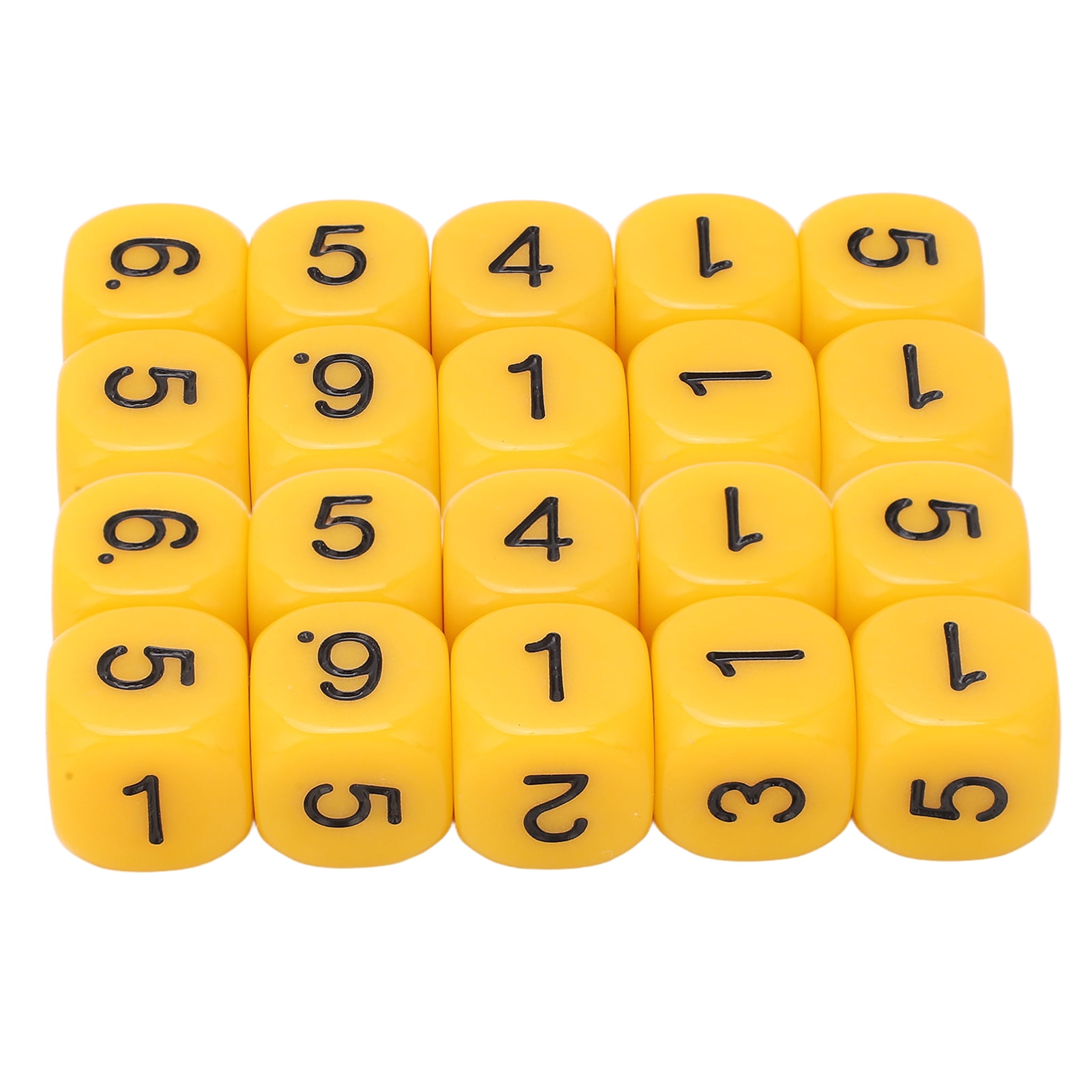Yellow 6-Sided Number Dice Set (16mm, Rounded Corners) for Classroom ...