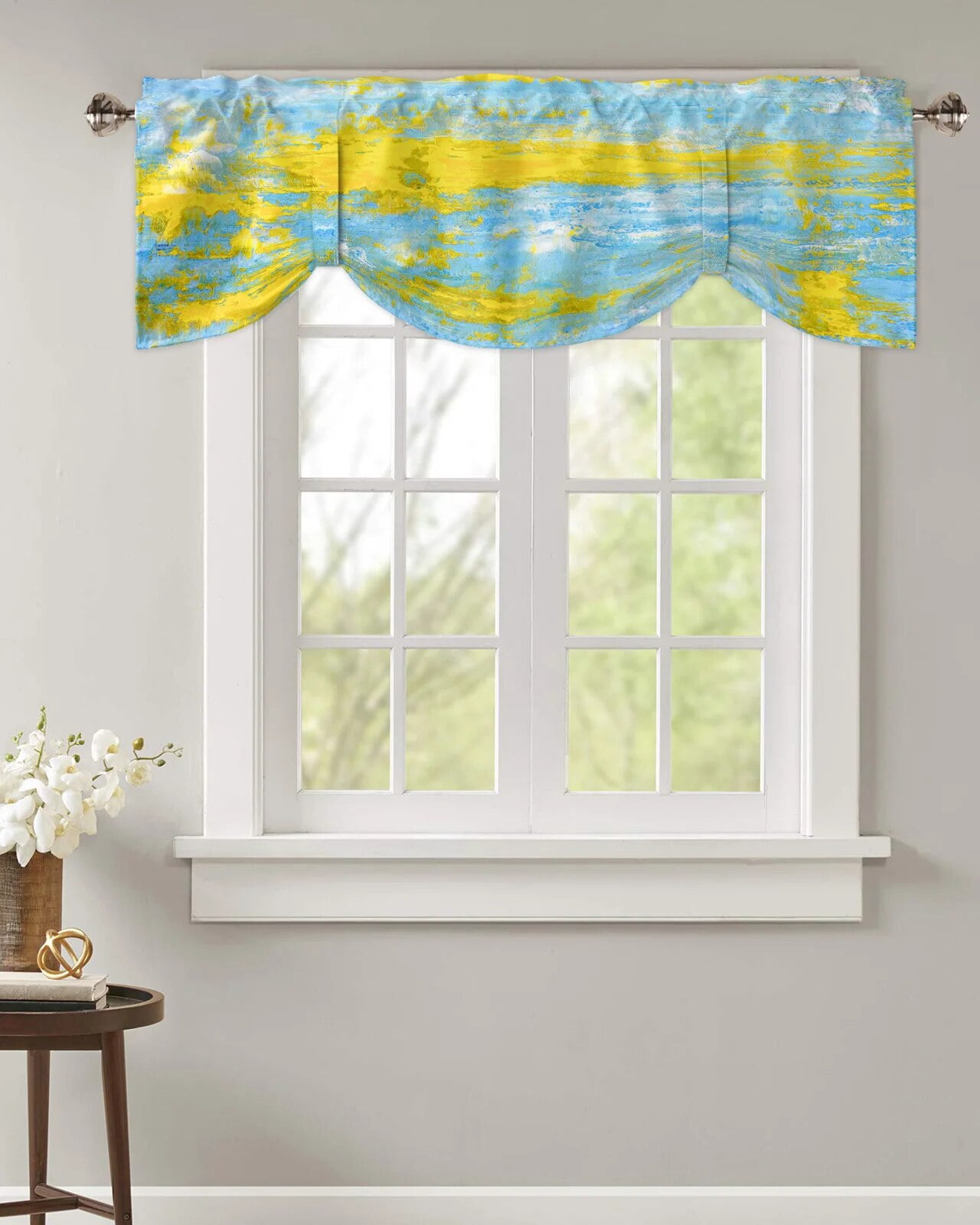 Yellow Abstract Art Oil Painting Texture Window Curtain Kitchen Cabinet ...