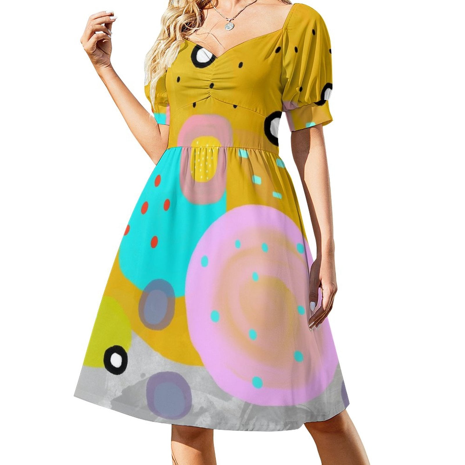 Yellow Abstract Art Sleeveless Dress clothes for women woman dress ...
