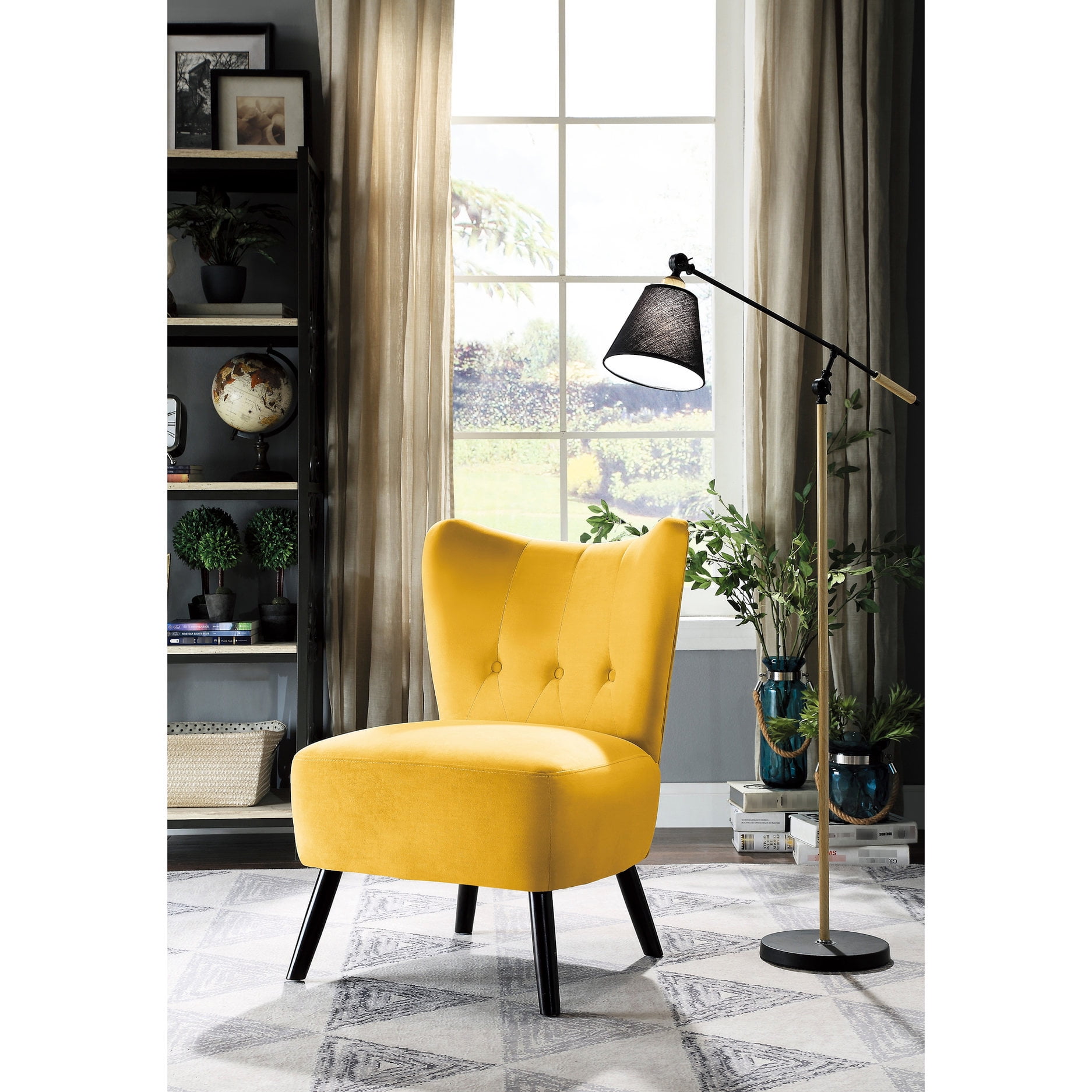 Yellow Accent Chair | Add Color to Primary Living | Button-Tufted Back ...