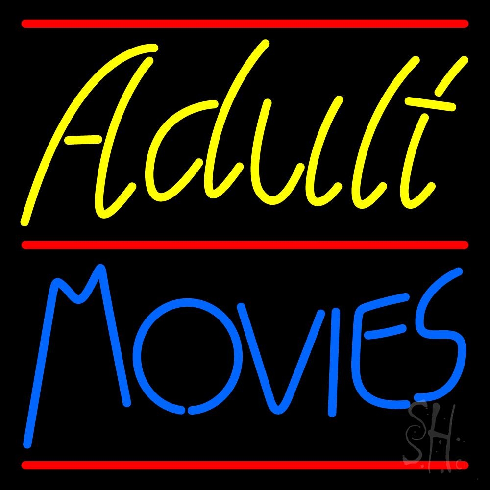 Yellow Adult Blue Movies LED Neon Sign 16" Tall x 16" Wide - inches ...