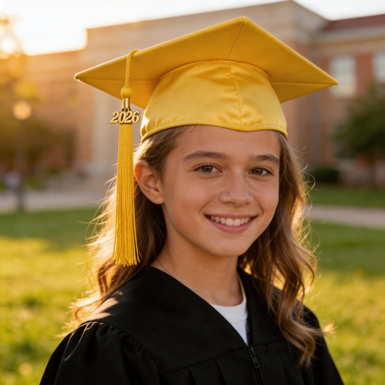 Yellow Adult Graduation Hat with 2026 Tassel for High School Class of ...