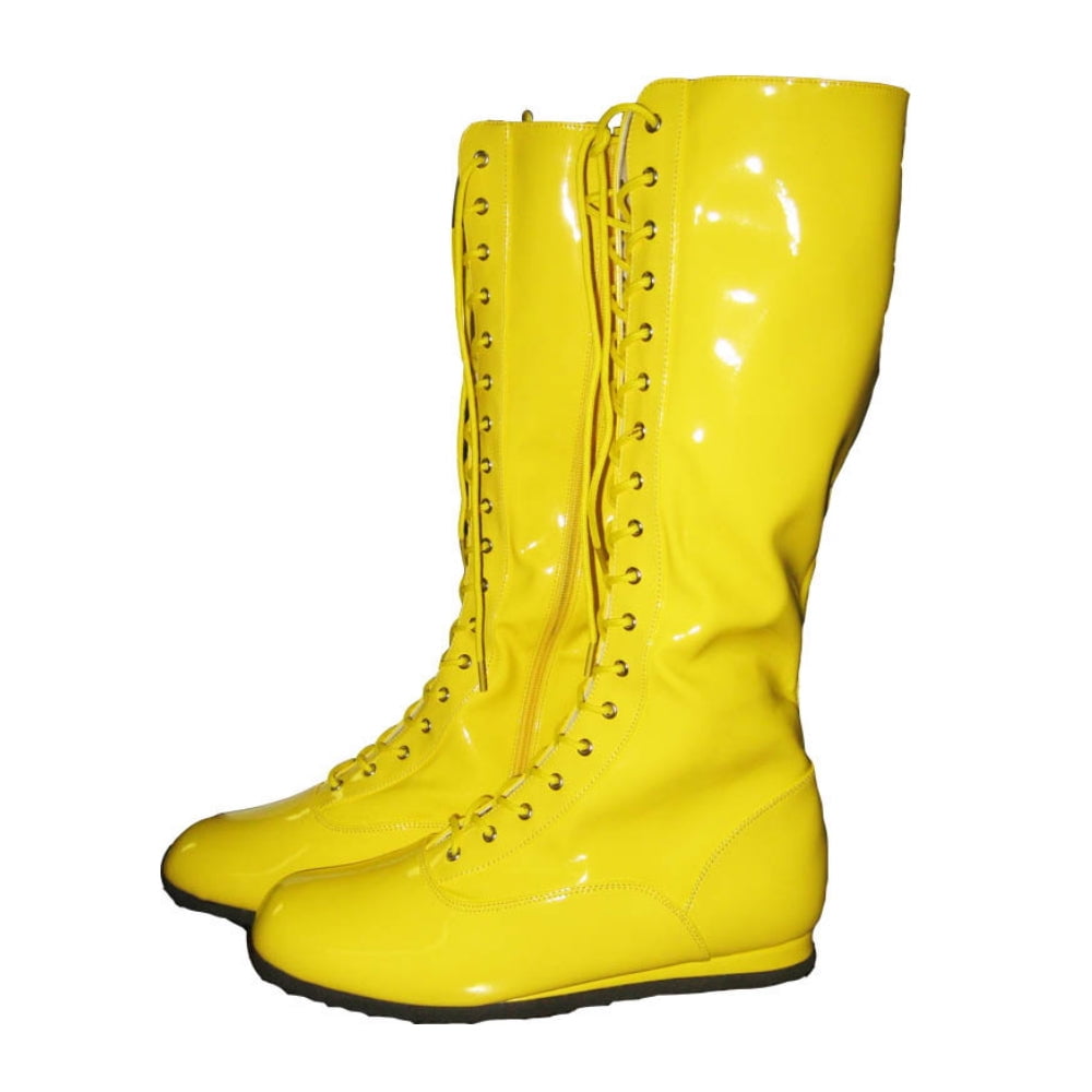 Yellow Adult Pro Wrestling Boots WWF WWE Hogan Costume Hulk Super Hero ...