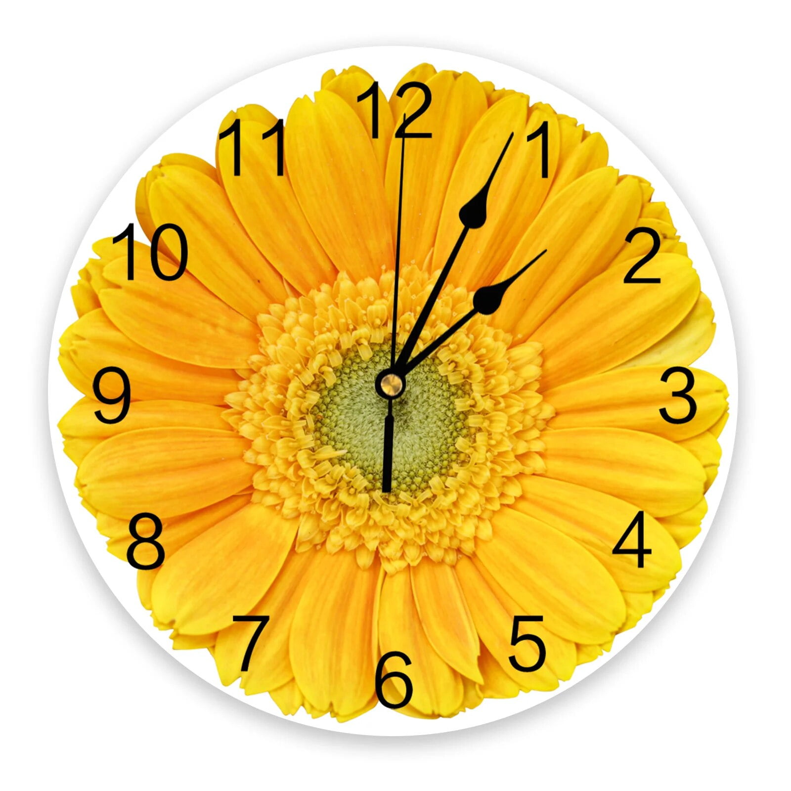 Yellow African Chrysanthemum Wall Clock Large Modern Kitchen Dinning ...