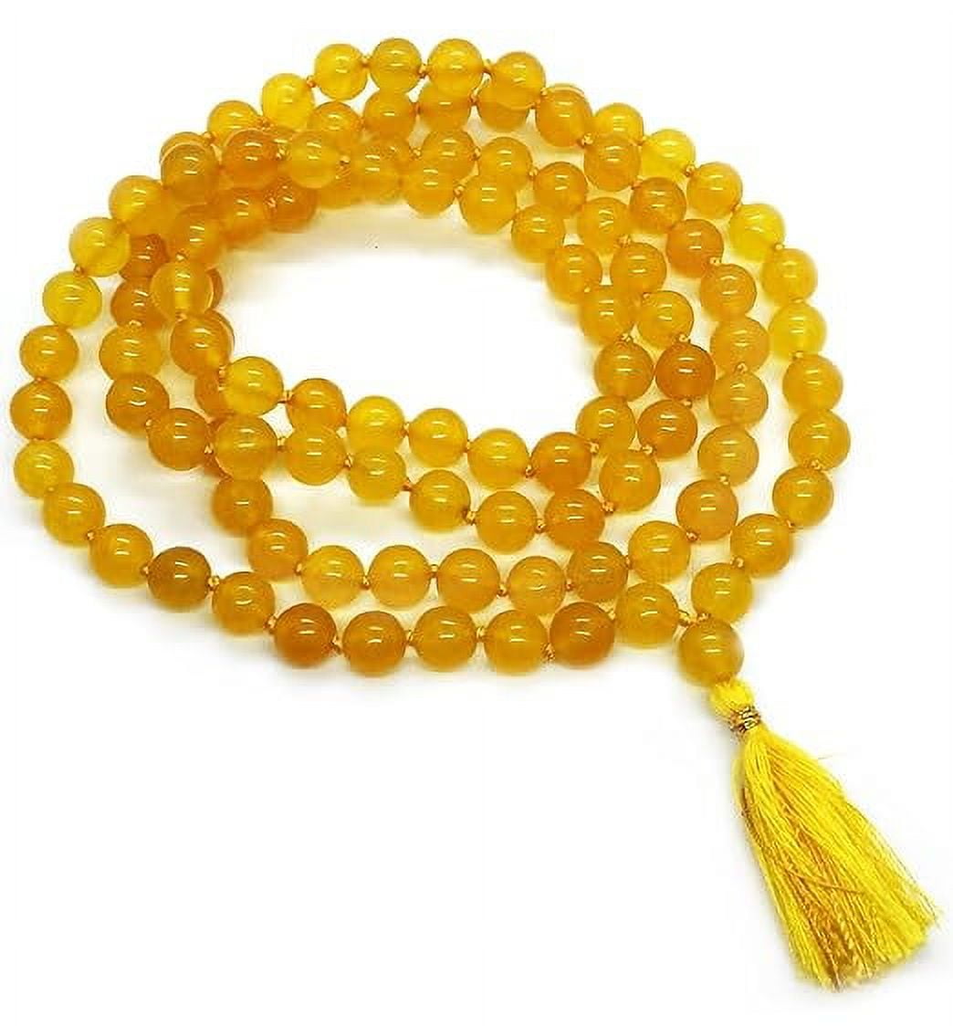 Yellow Agate Mala Crystal Healing Gemstone Mala Japa Mala Necklace for ...