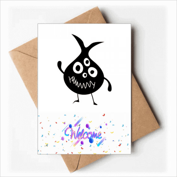 Yellow Alien Creature Art Deco Fashion Welcome Back Greeting Cards ...