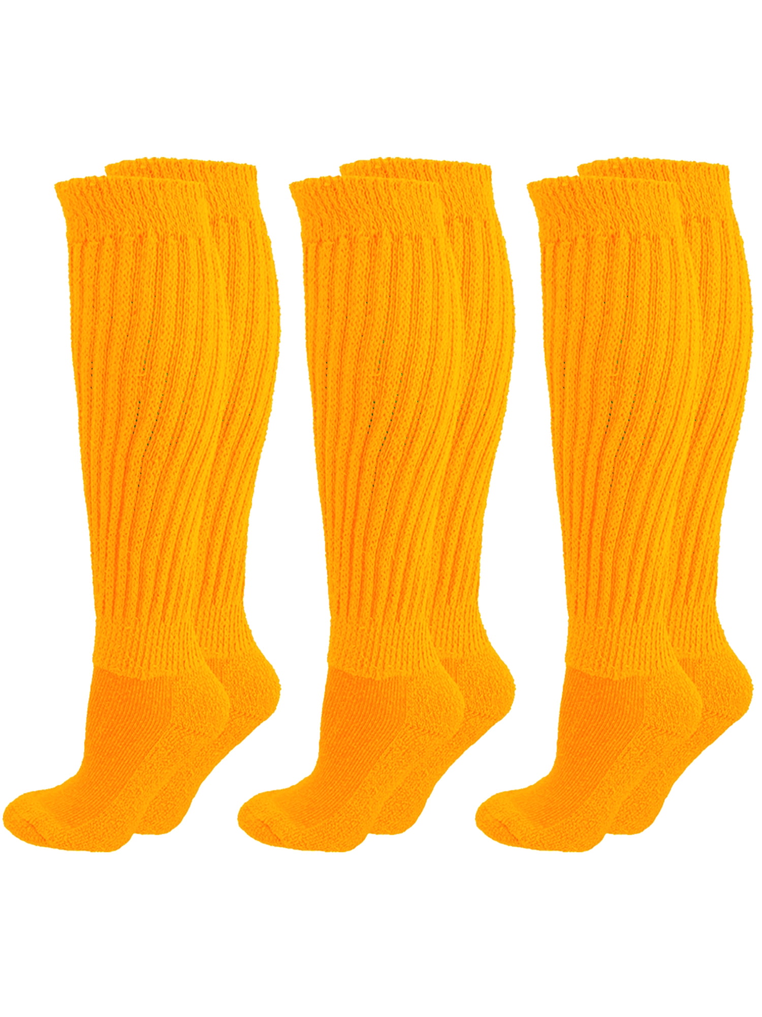 Yellow All Cotton 3 Pack Extra Heavy Slouch Socks Made In USA - Walmart.com