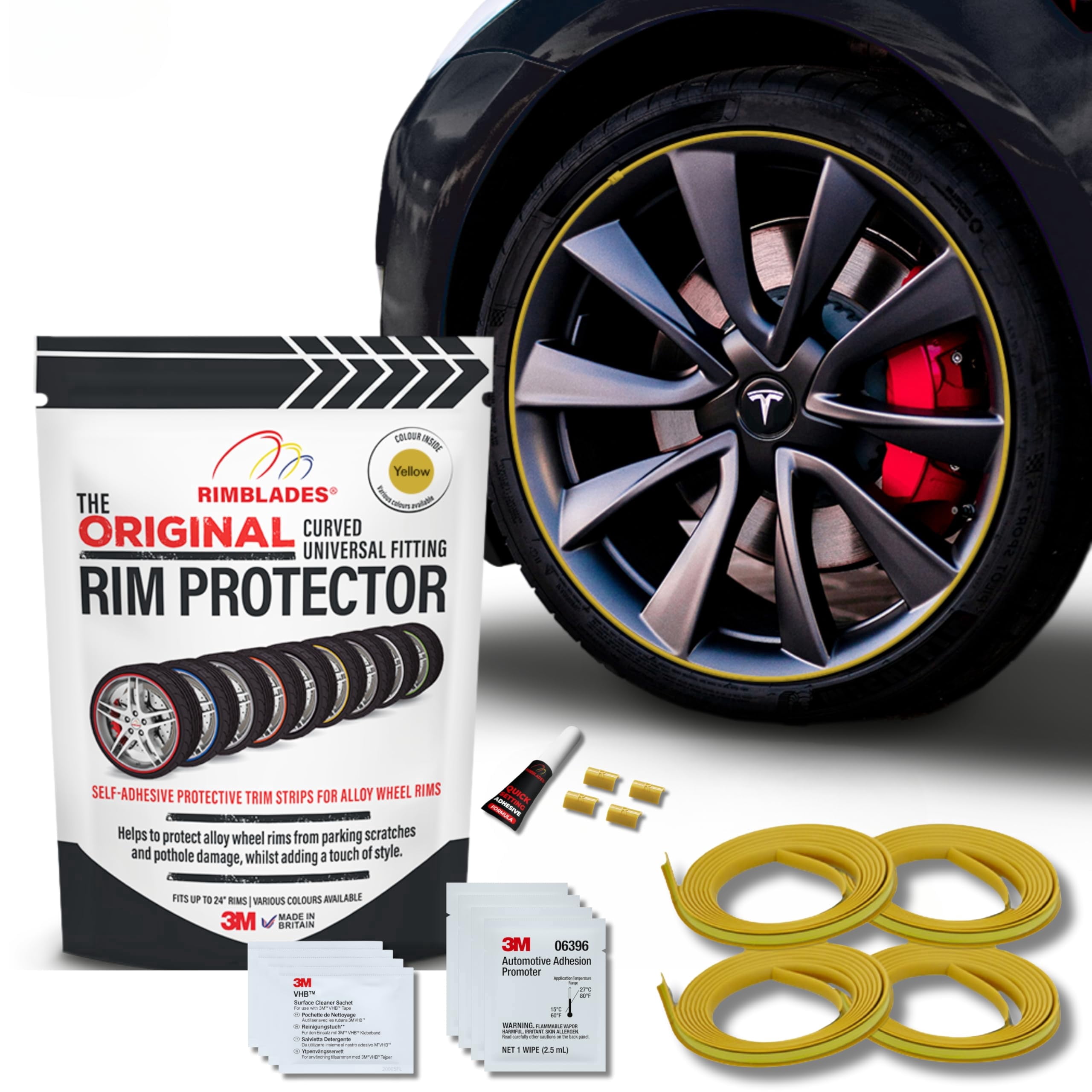 Yellow Alloy Wheel Protectors by Rimblades Original - Fits Up to 24” x ...