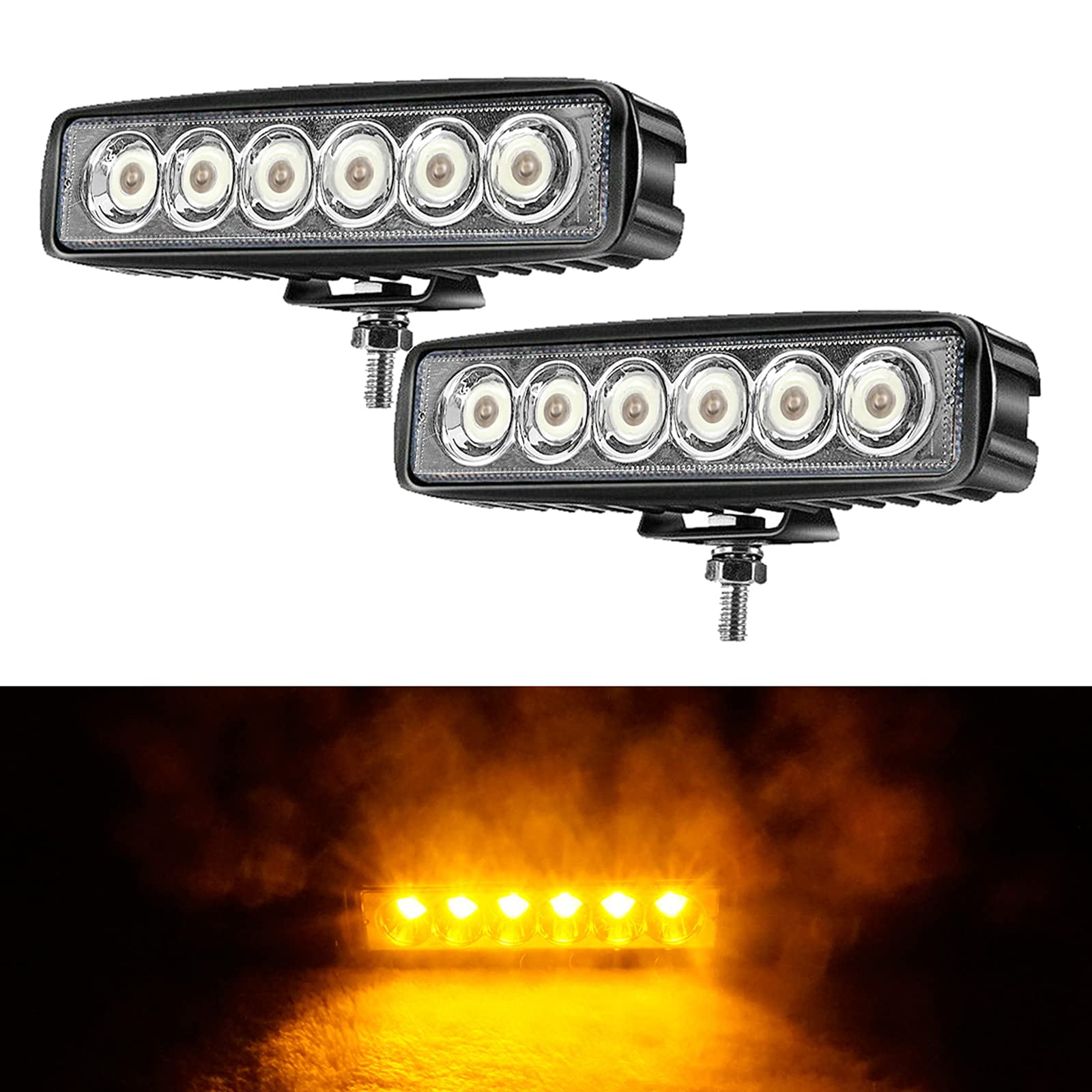 Yellow Amber Orange Led Fog Pod Light Bar 18W Spot Driving Cube Light ...