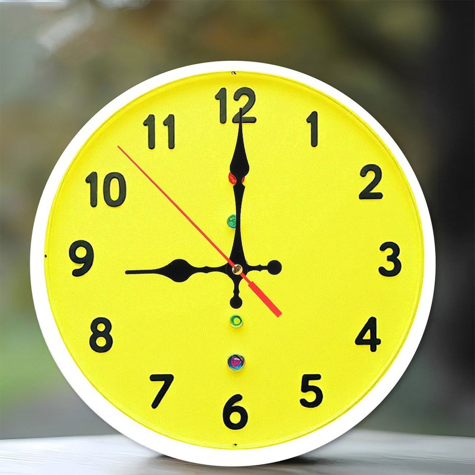 Yellow Analog Wall Clock Learning Clock 10-Inch Silent Wooden Wall ...