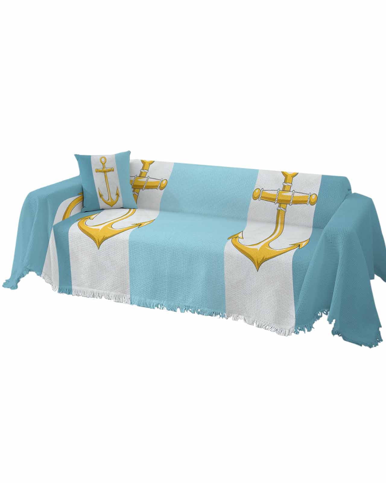 Yellow Anchor Nautical Sofa Covers for 3 Cushion Couch, Washable ...