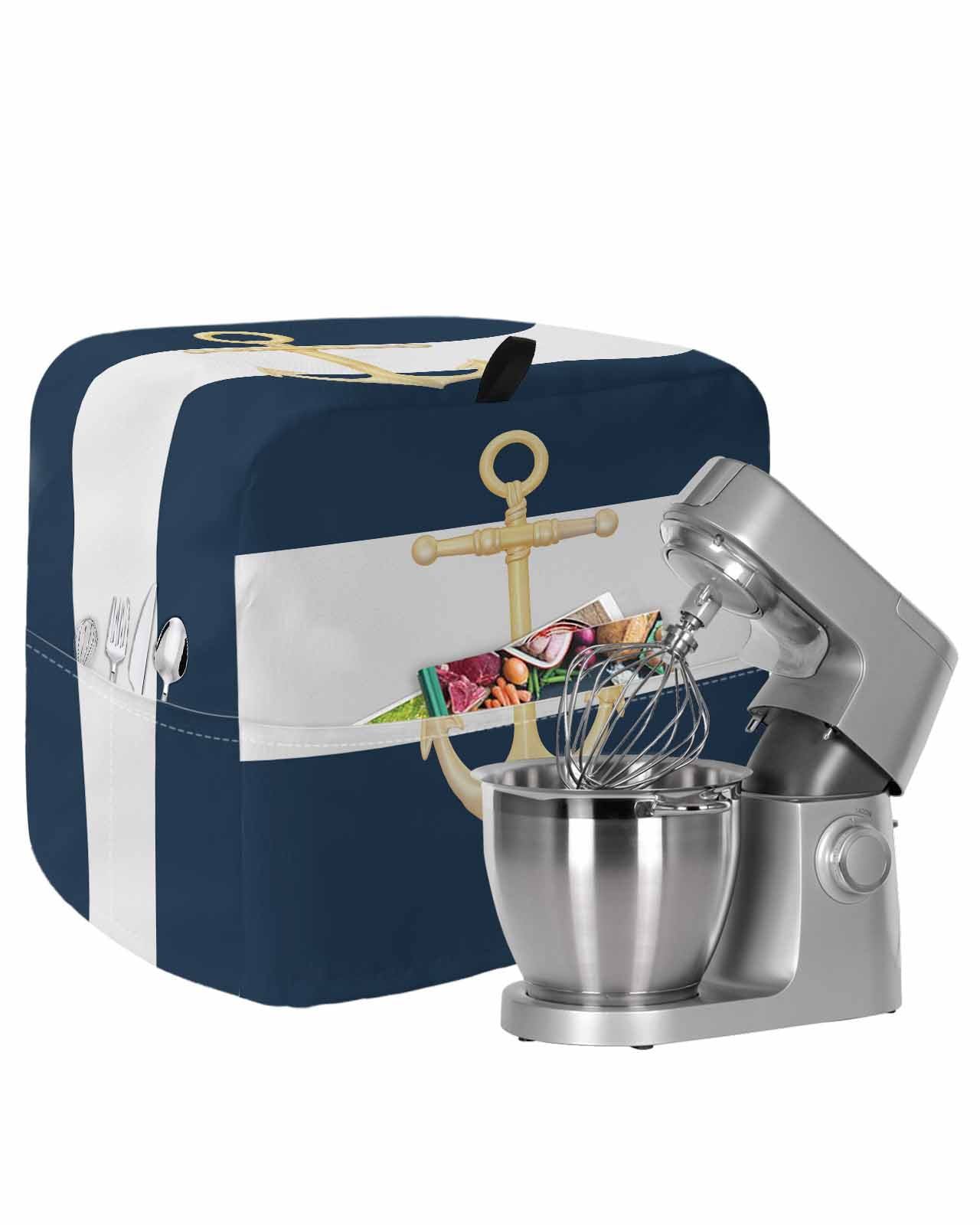 Yellow Anchor Nautical Stand Mixer Dust Cover with Storage Pocket ...