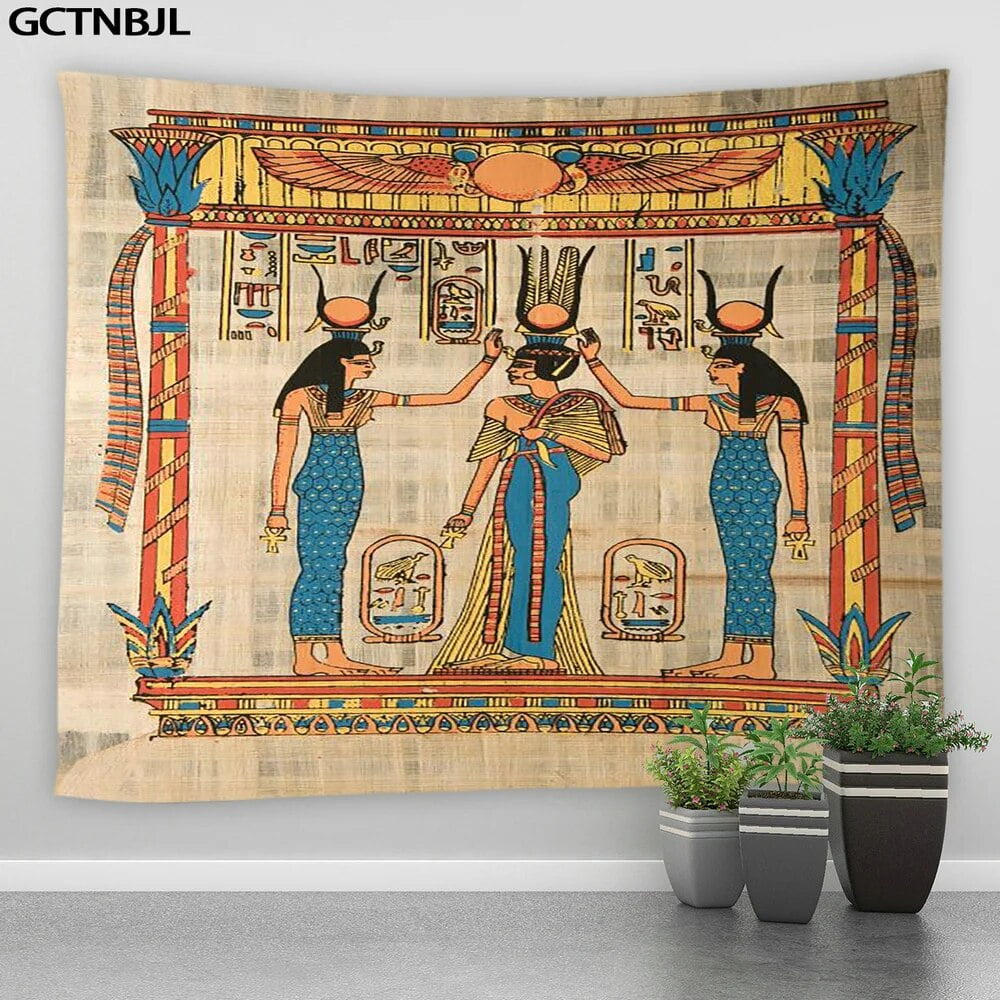 Yellow Ancient Egypt Tapestry Wall Hanging Old Culture Printed Hippie ...
