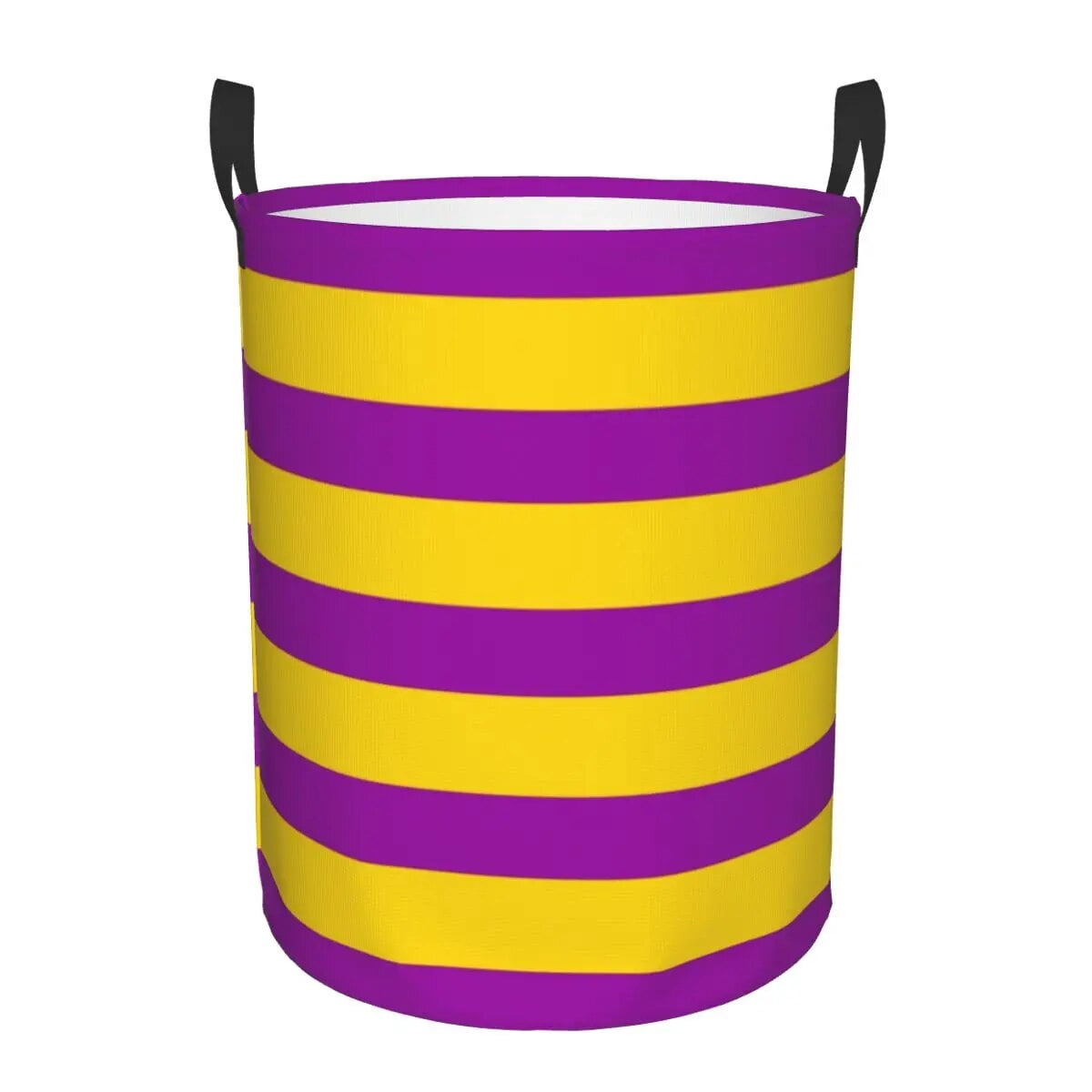 Yellow And Black Stripe Geometric Laundry Basket Foldable Modern ...