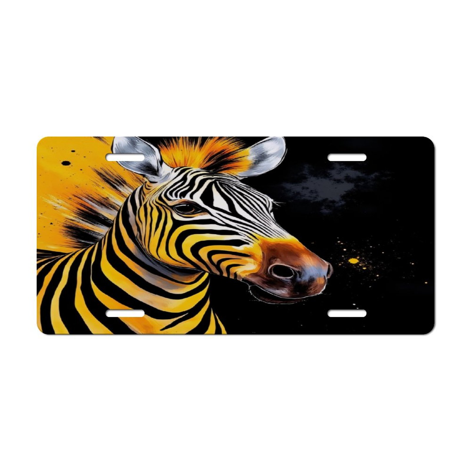 Yellow And Black Zebra Pattern License Plate Lightweight Aluminum ...