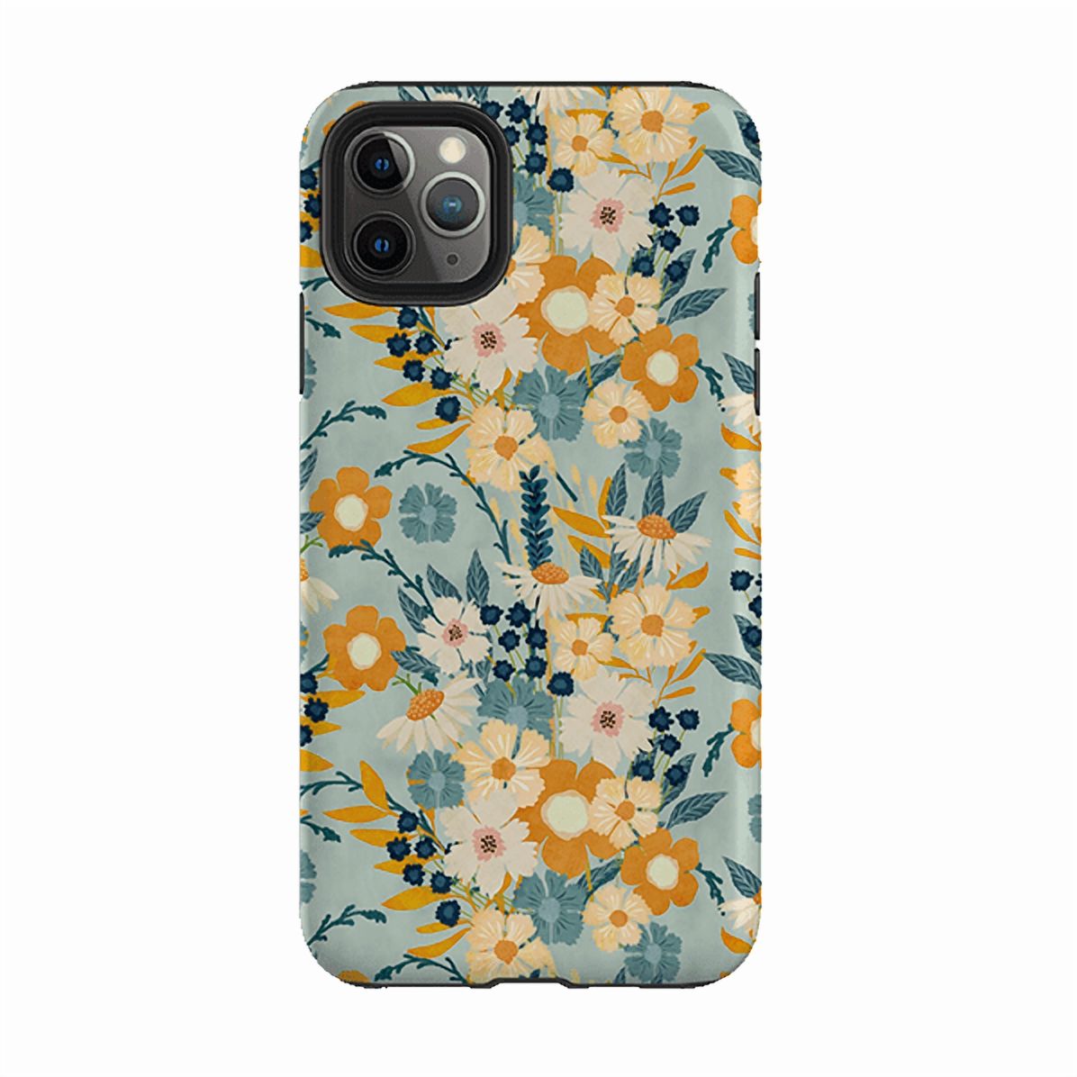 Yellow And Blue Floral Cottagecore Phone Case for iPhone 16 15 14 13 12 ...