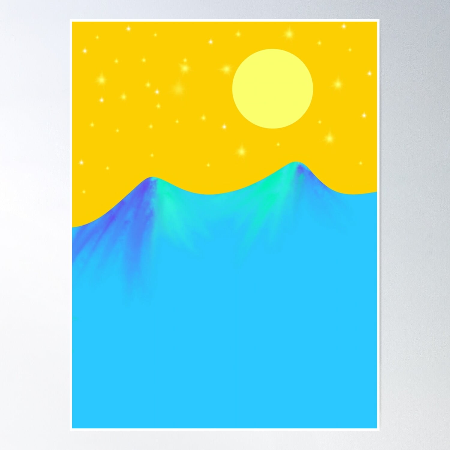 Yellow And Blue Simple Minimalist Illustration, Minimal Design, Sun And ...