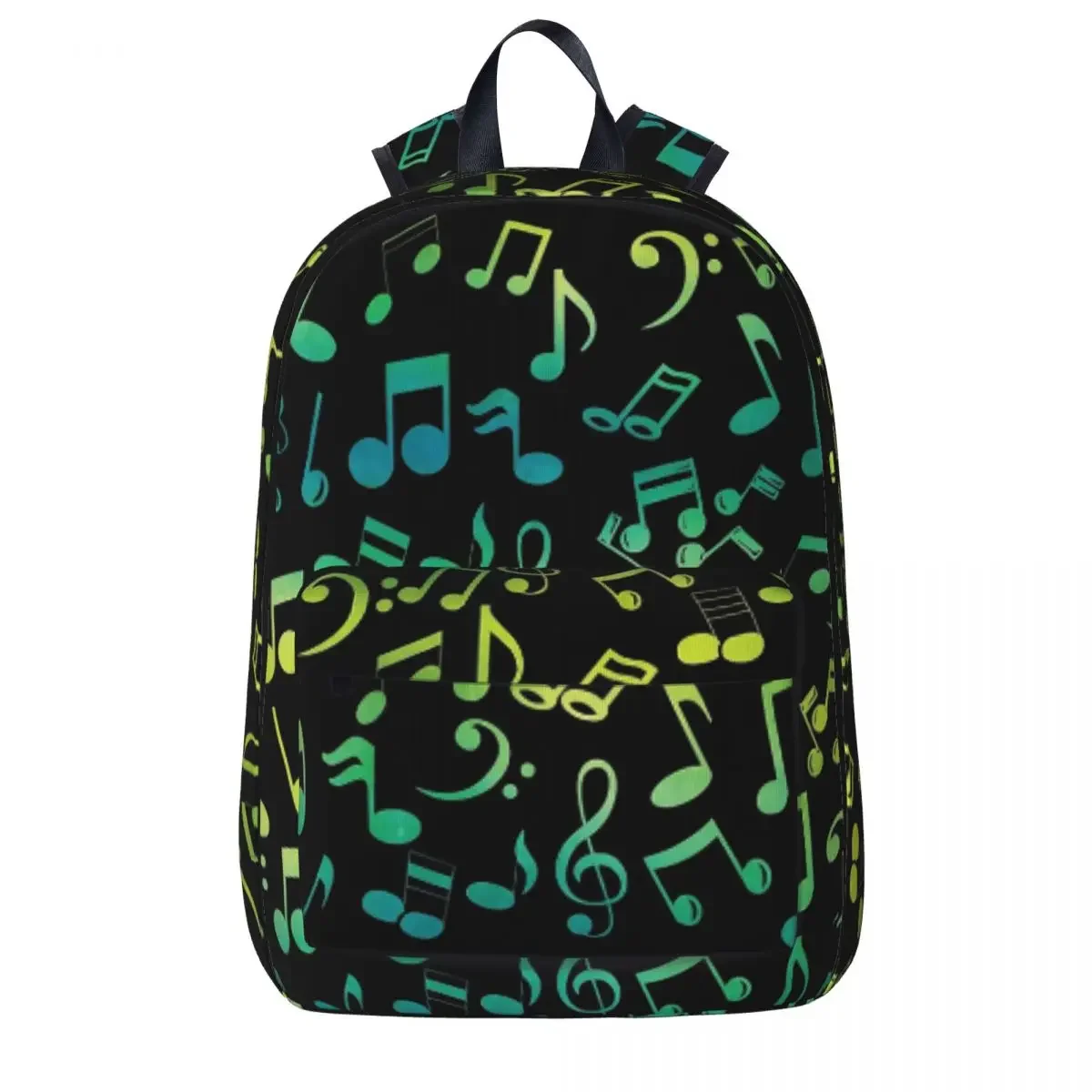 Yellow And Green Music Notes Backpacks Student Book bag Shoulder Bag ...