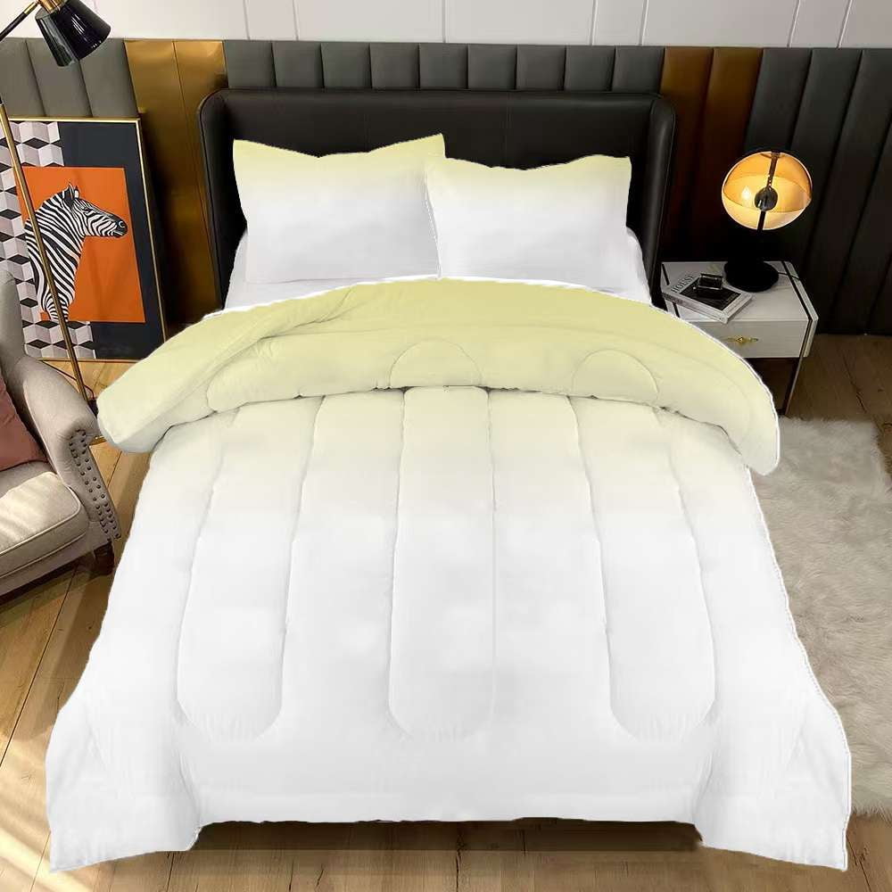 Yellow And White Gradient Comforter Set King Size Bedding Set For Travl