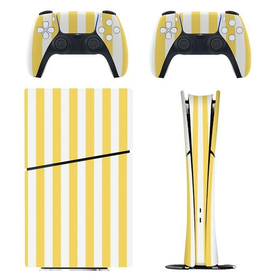 Yellow And White Vertical Stripes PS5/PS5 Pro/PS5 Slim Digital Disc ...