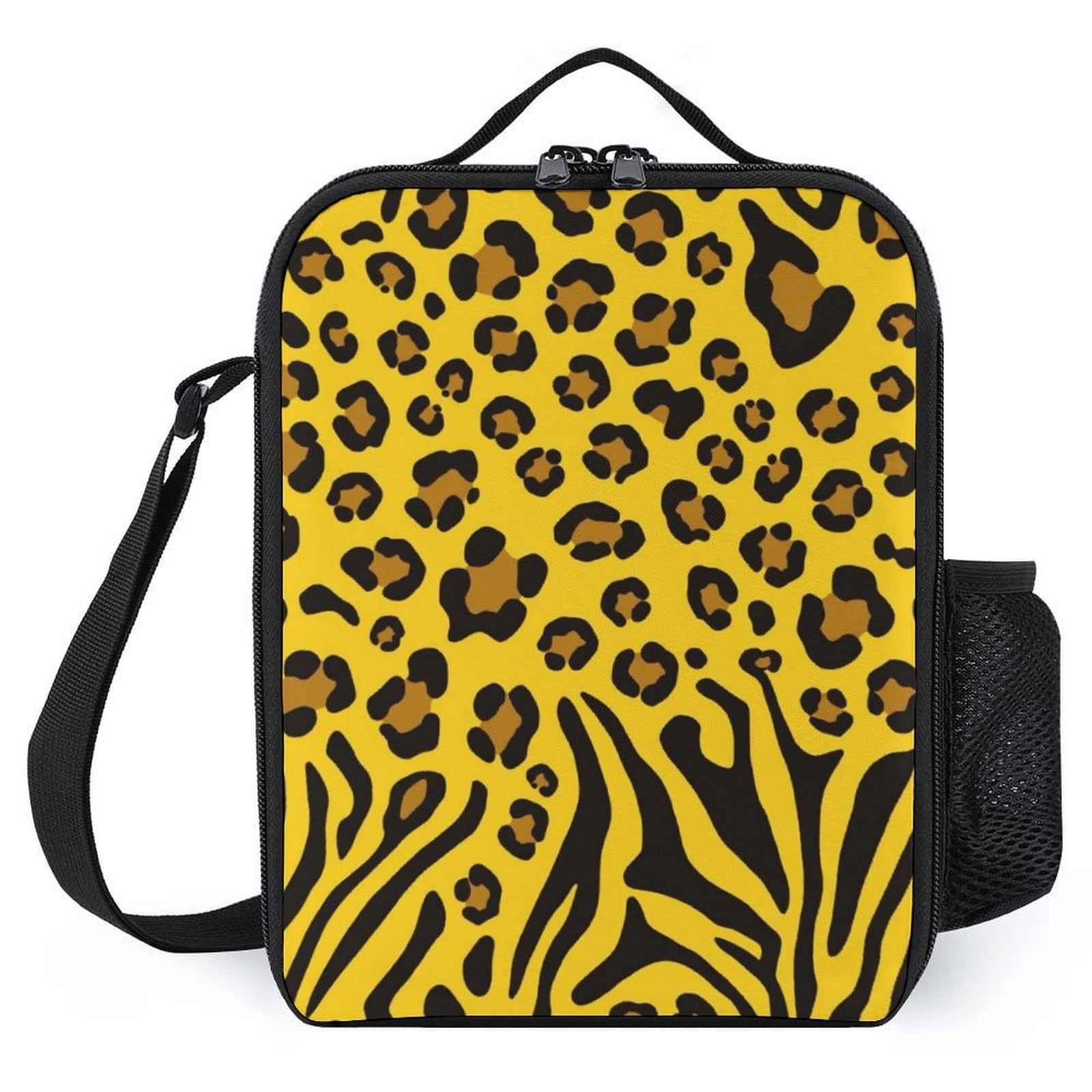 Yellow Animal Print Lunch Bag Cooler Warm Insulated Lunch Box School ...