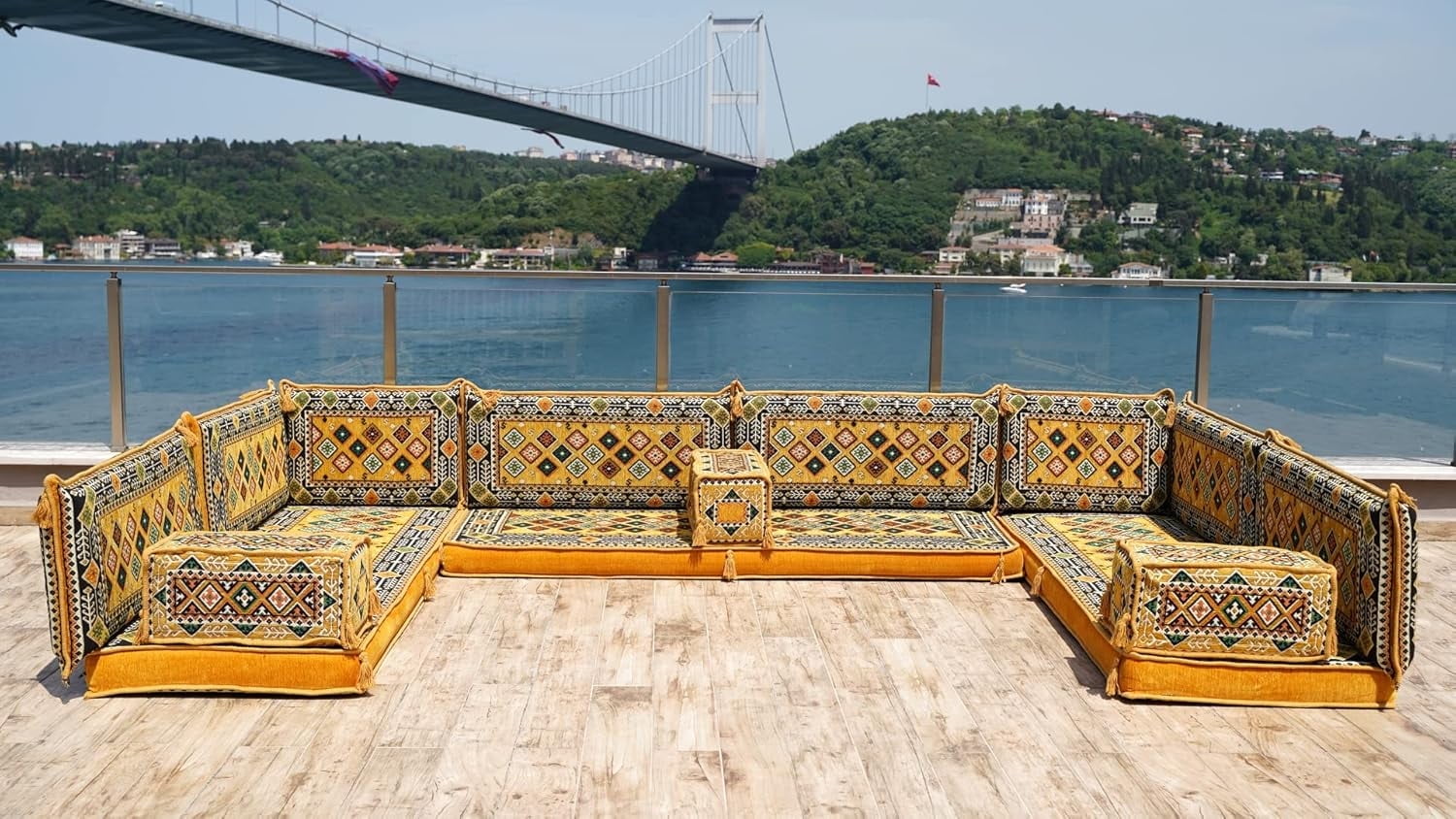 Yellow Arabic Floor Sofa, Diwan Sofa, Turkish Sofa Seating , Arabic ...