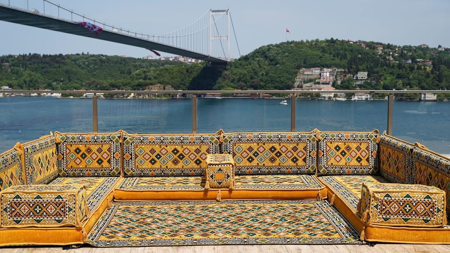 Yellow Arabic Floor Sofa, Diwan Sofa, Turkish Sofa Seating , Arabic ...