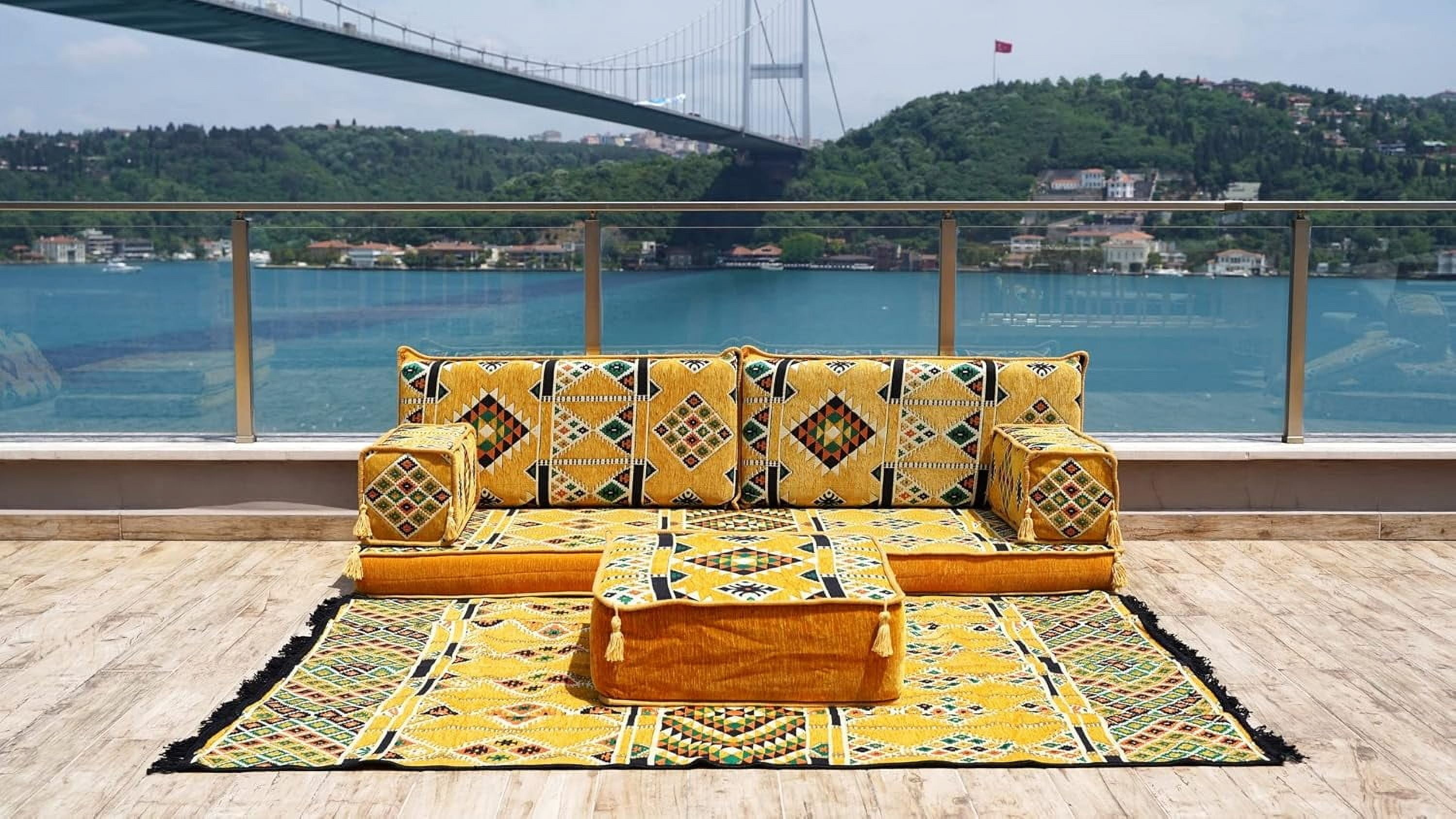Yellow Arabic Floor Sofa, Modular Sectional Sofa, Foldable Sofa Bed ...