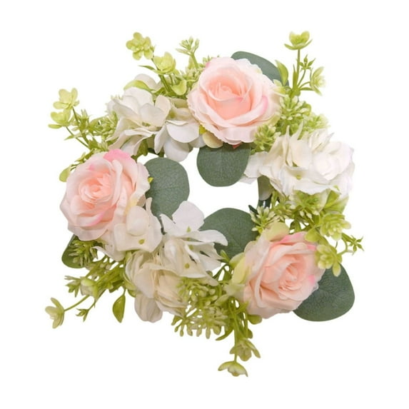 Yellow Artificial Hydrangea And Rose Candle Wreath With Inner Diameter ...