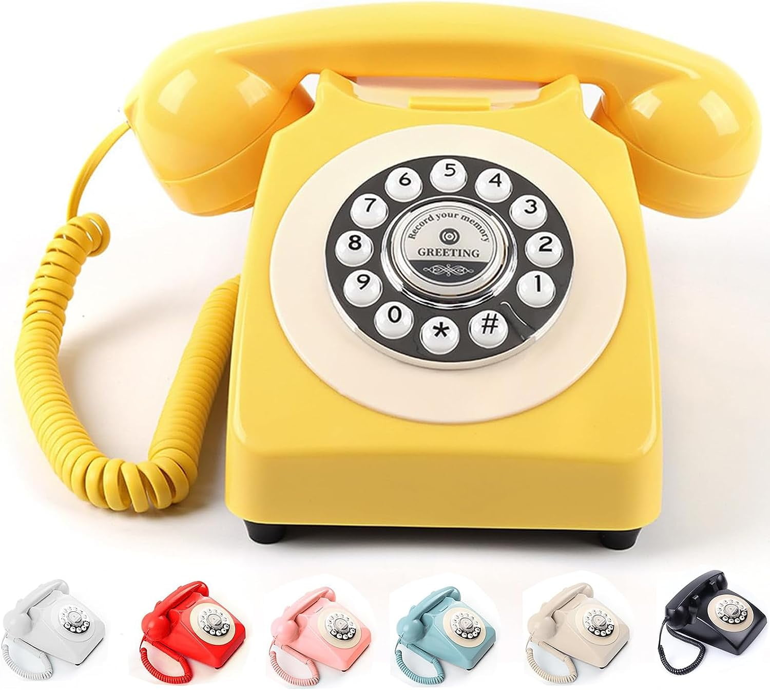 Yellow Audio Guest Book Wedding Phone with Rotation Dial Record ...