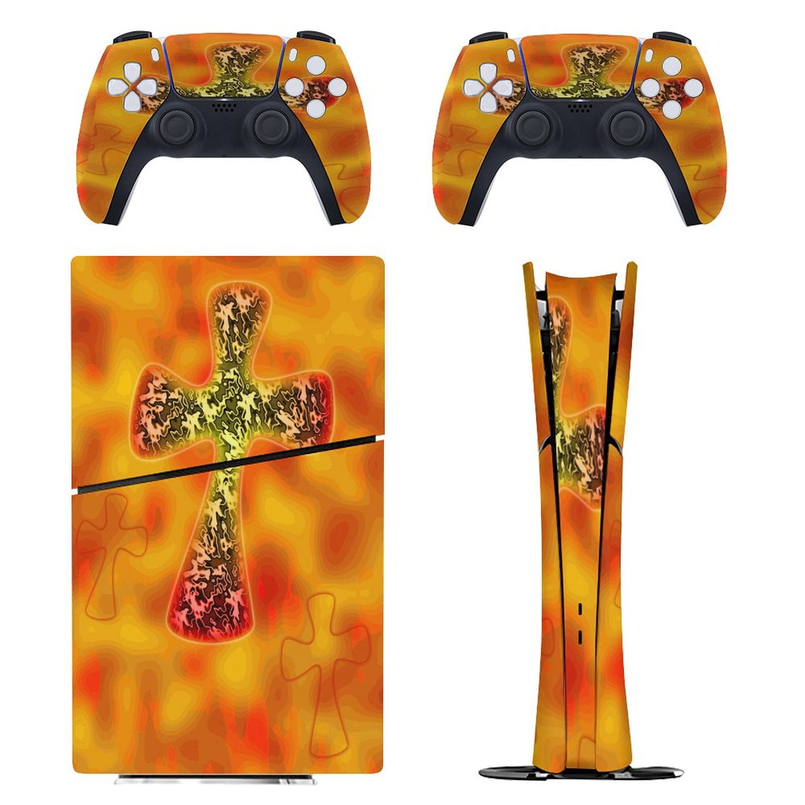Yellow Background, Cross PS5/PS5 Slim Digital Disc Skin Sticker For ...