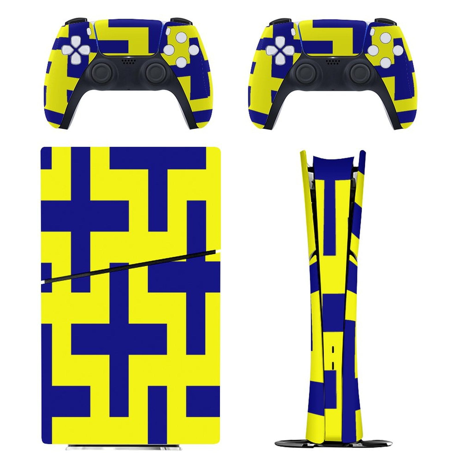 Yellow Background, Cross Pattern PS5/PS5 Slim Digital Disc Skin Sticker ...