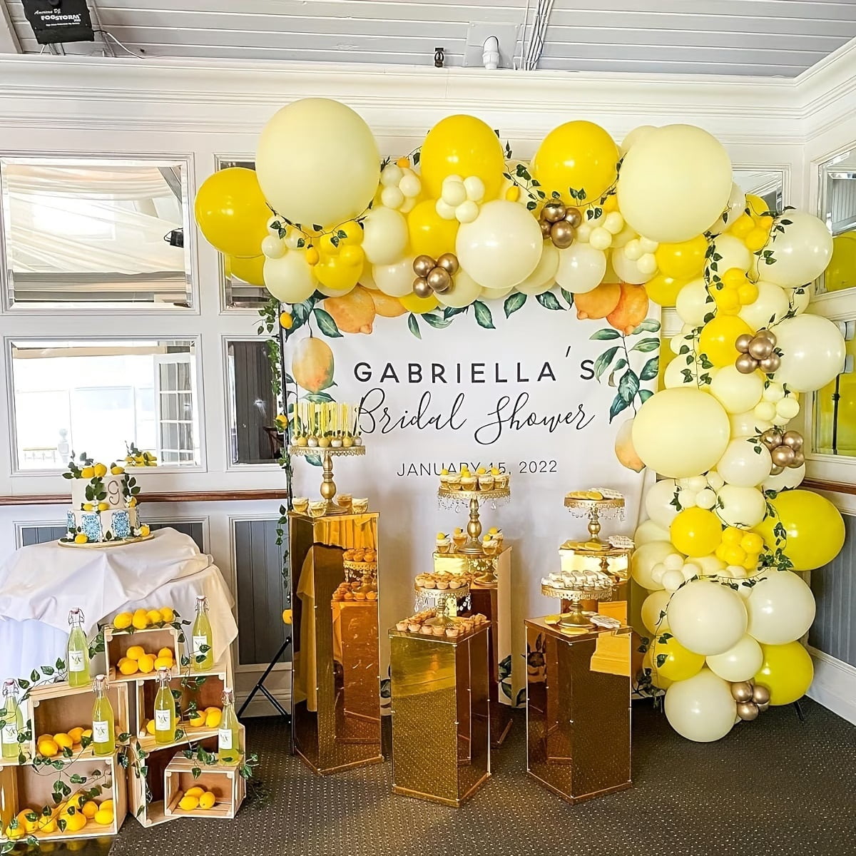 Yellow Balloon Garland Arch Kit - 142pcs Macaron & Metallic Golden ...