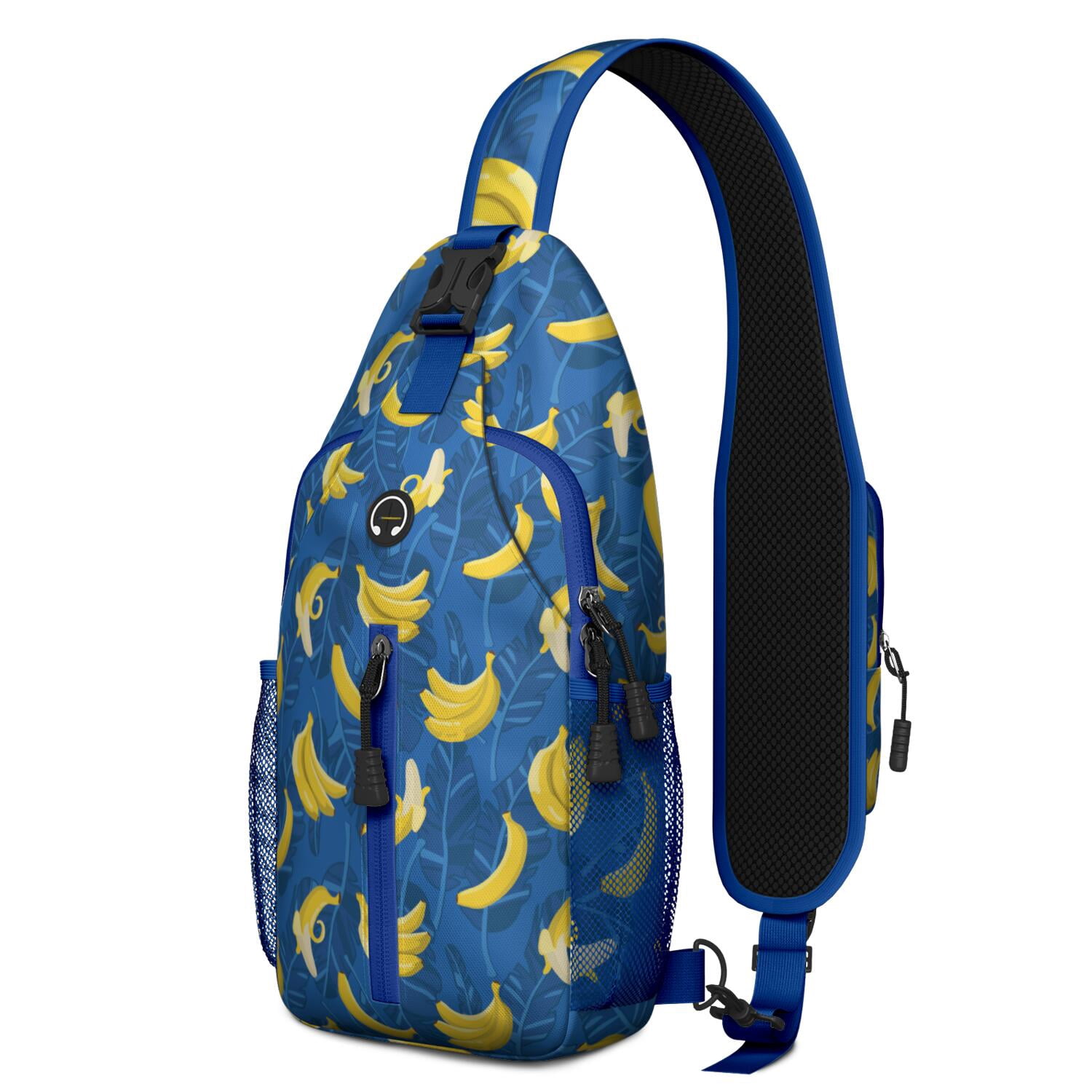 Yellow Banana Print Sling Backpack, Tropical Fruit Pattern Crossbody ...