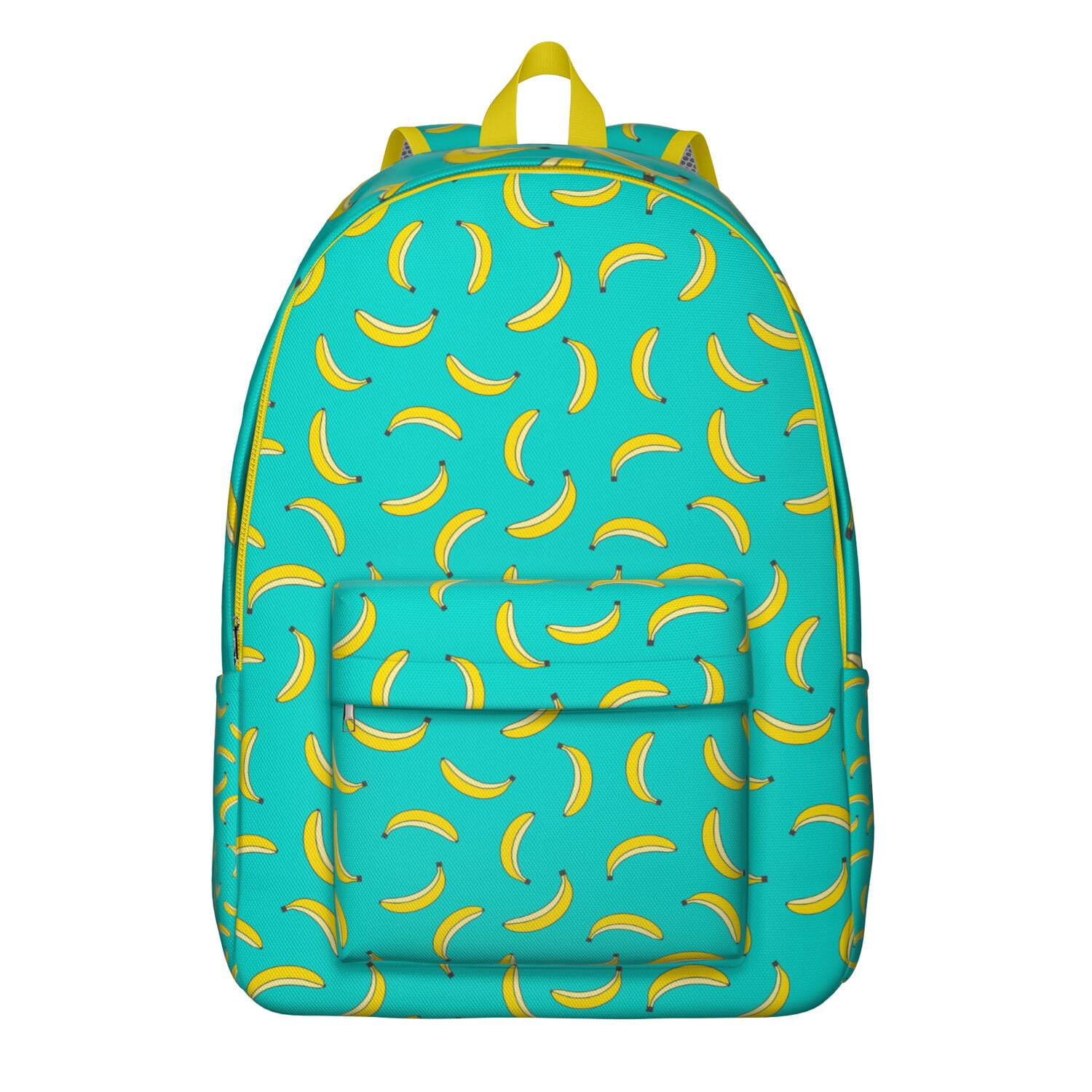 Yellow Banana Print Travel Backpack, Cute Sweet Fruit Design with ...