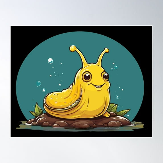 Yellow Banana Slug. Cute Little Slug. Poster Wall Art, Modern Wall ...