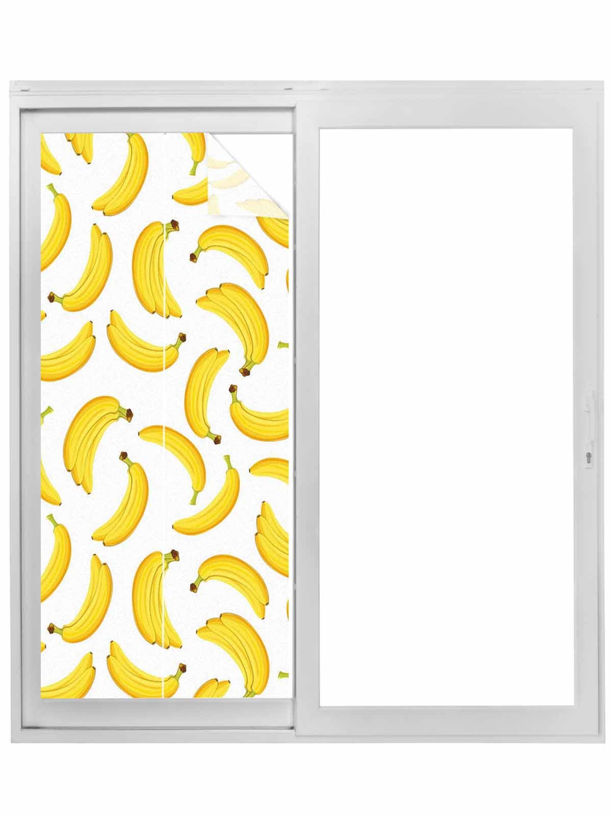 Yellow Banana Window Privacy Film, Summer Tropical Fruits Watercolor ...