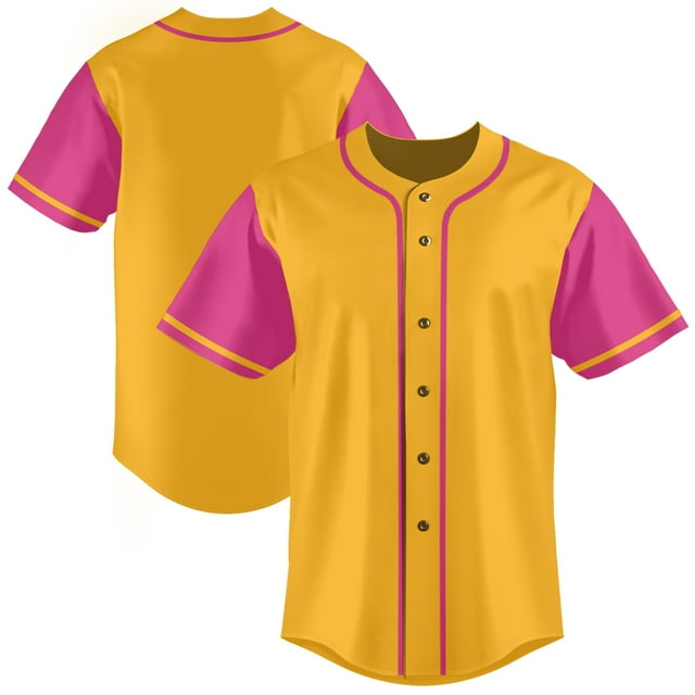 Yellow Baseball Shirts Sports Uniform for Men Hip Hop Softball Sports ...