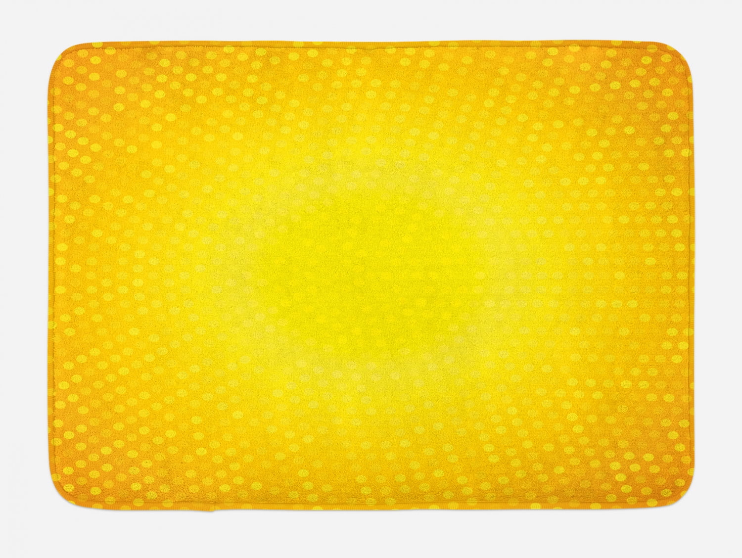 Yellow Bath Mat, Illustration Artwork with Ombre Style Circle in Shades ...