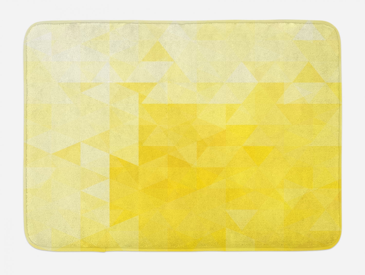 Yellow Bath Mat, Simple Triangle Shaded Wavy Retro Mosaic Motifs Poly ...