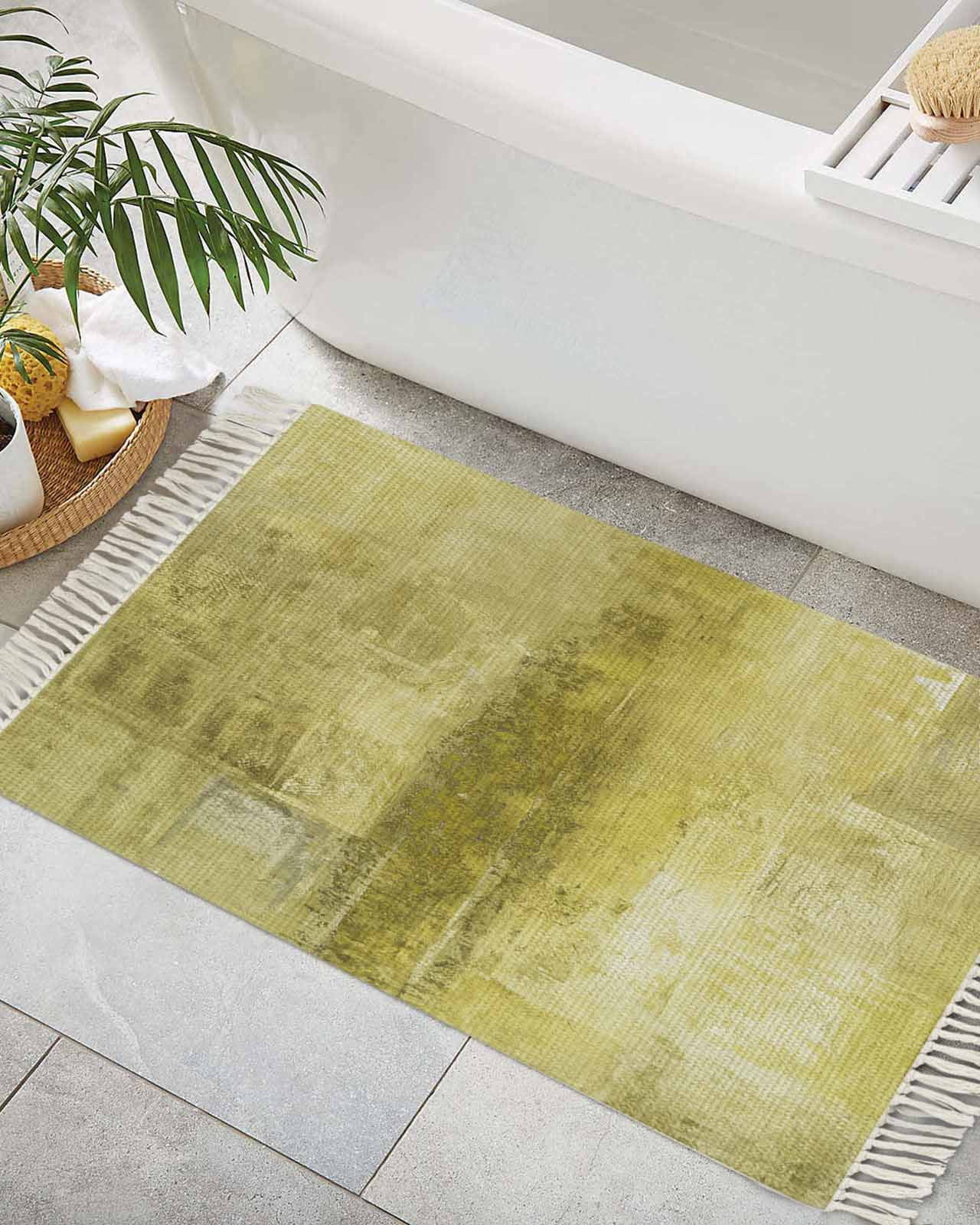 Yellow Bath Rug 2x3ft Woven Bathroom Entryway Runner Rug,Retro Oil ...