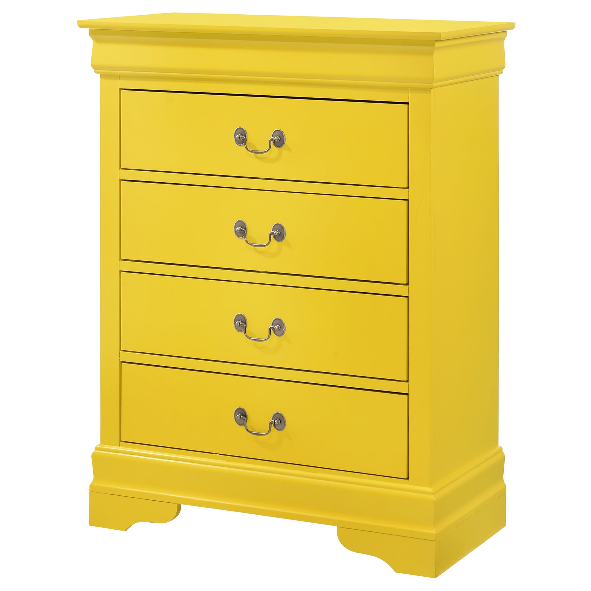Yellow Bedroom 4 Chest Unit Piece - Traditional Design With Base Details Curved Mouldings ...