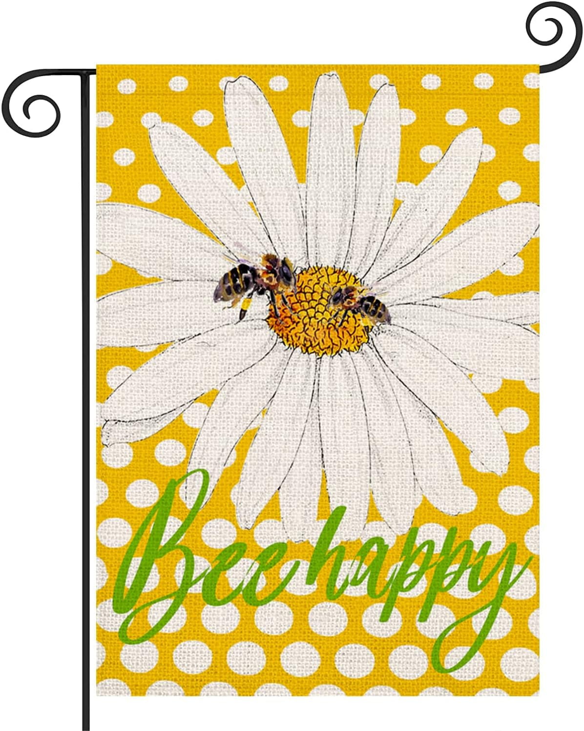 Yellow Bee Happy Daisy Flower Garden Flag Vertical Double Sided White ...