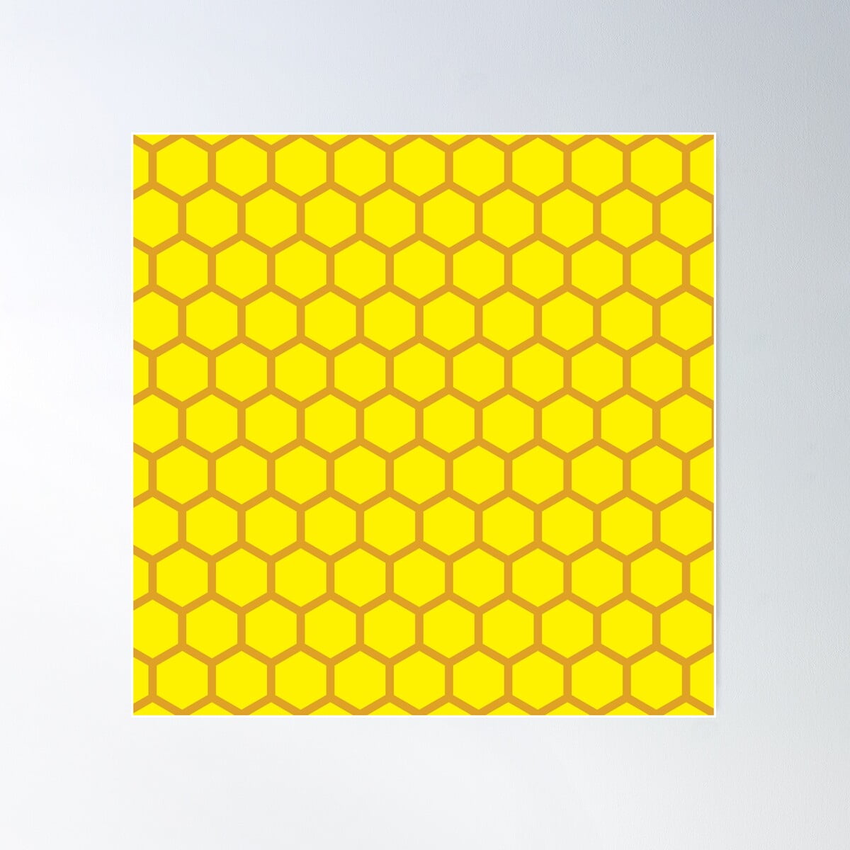 Yellow Beehive Hexagon Pattern Poster Wall Art, Modern Wall Decor For ...