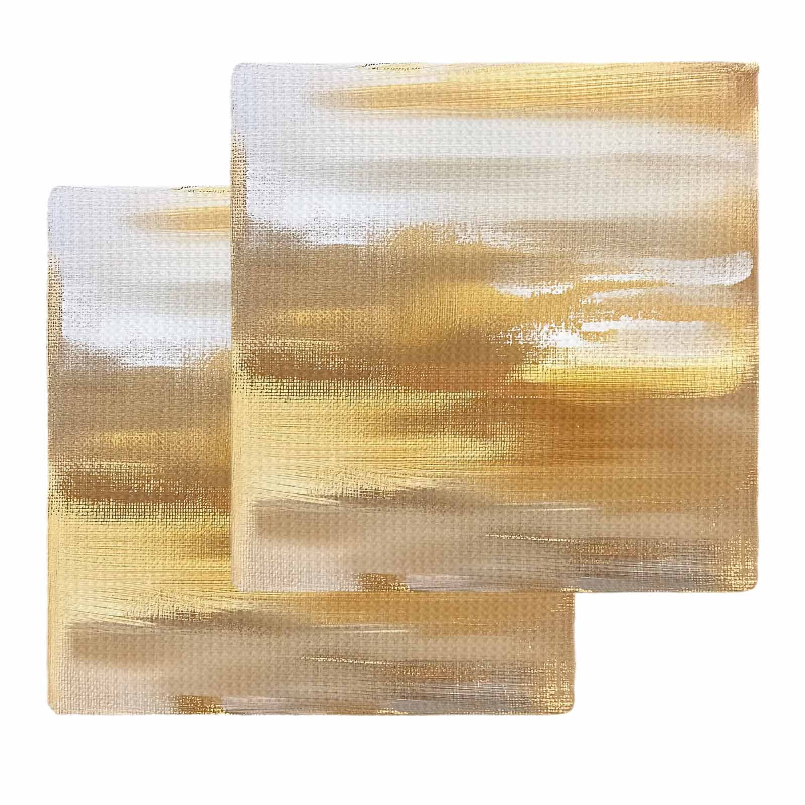 Yellow Beige Dish Towels Set, Waffle Weave Kitchen Towels 2 Pieces ...