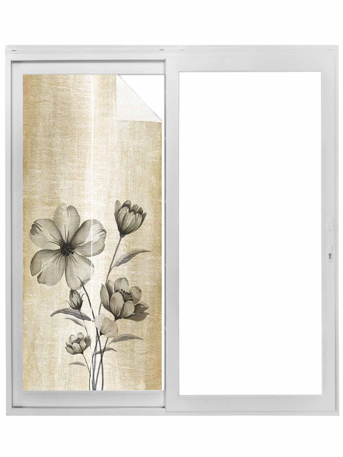 Yellow Beige Flower Window Privacy Film Stained Glass Window Film ...