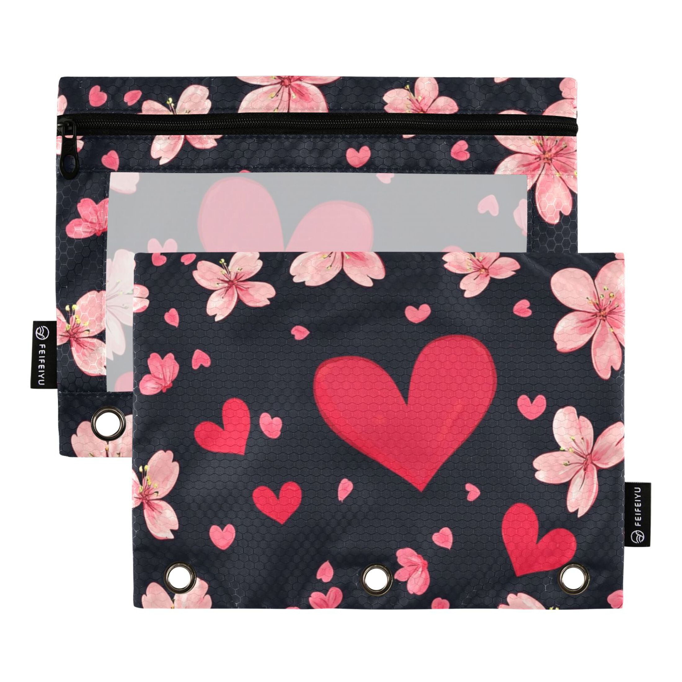 Yellow Beige Vertical Stripes Binder Pouches Zipper Pocket Document ...